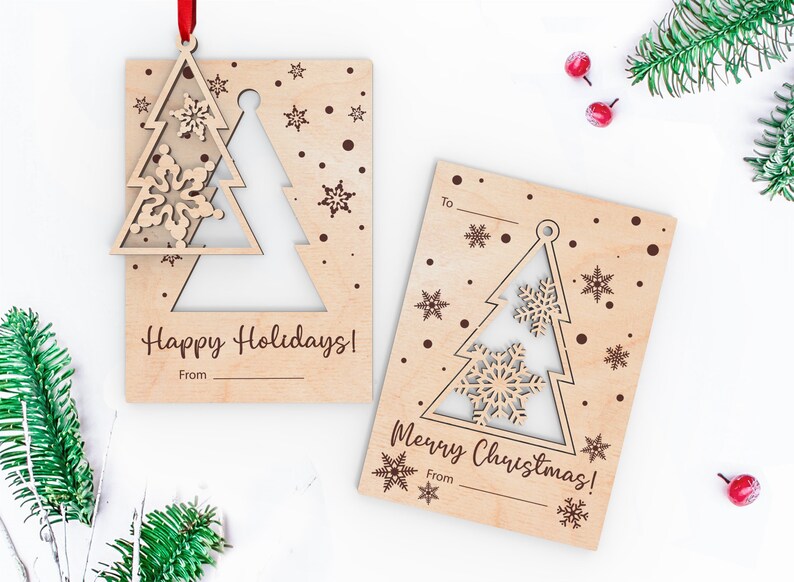 Personalized Christmas Cards Bundle With Tree Ornaments Set - Etsy