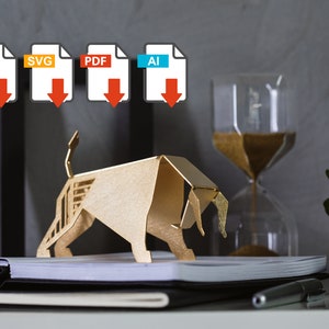 Bull Geometric Figurine | Taurus Modern Sculpture | Wall Street ...