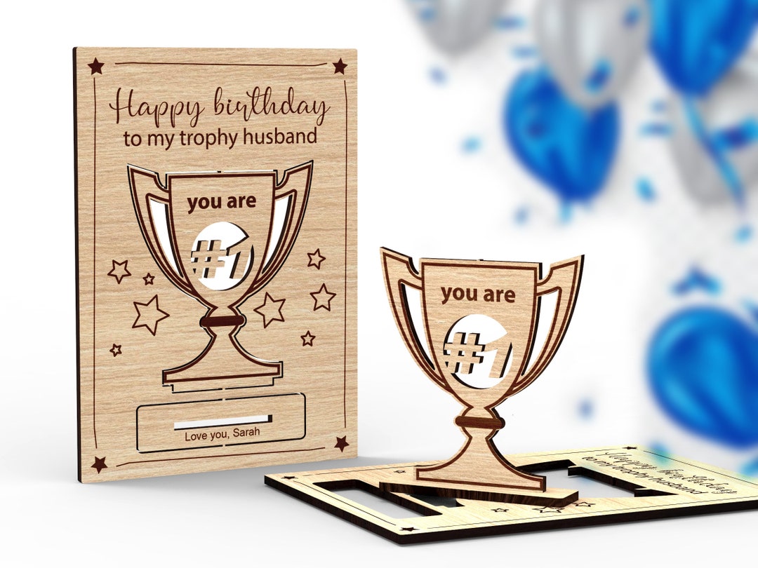 Personalized Happy Birthday to My Trophy Husband | Trophy Popup Card ...