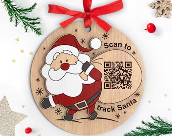 Digital File | Santa Tracker Christmas Ornament SVG File | Scan to ...