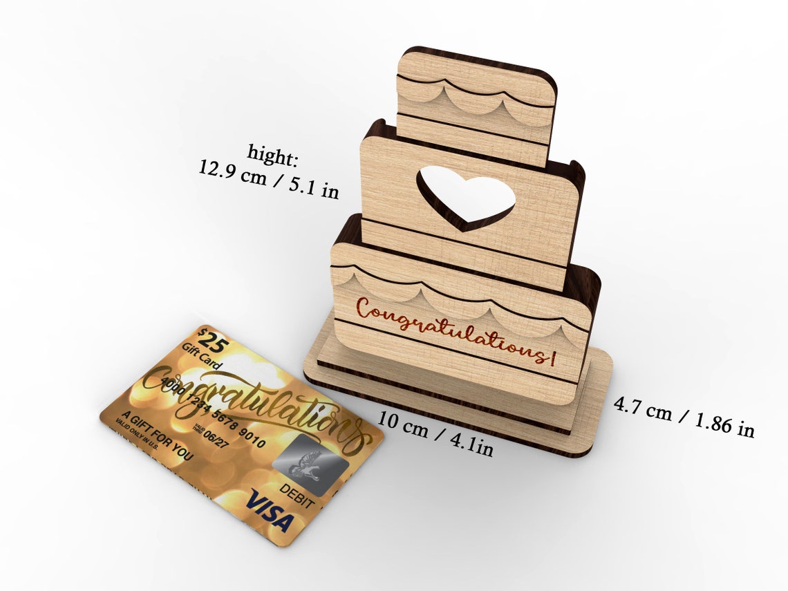 Personalized Wedding Cake Gift Card / Money Holder laser Cut - Etsy