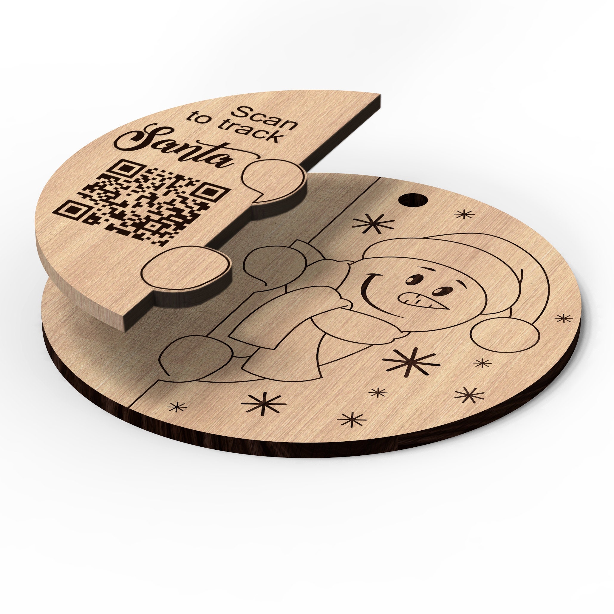 Snowman Santa Tracker Ornament SVG File: Scan to Track (digital ...