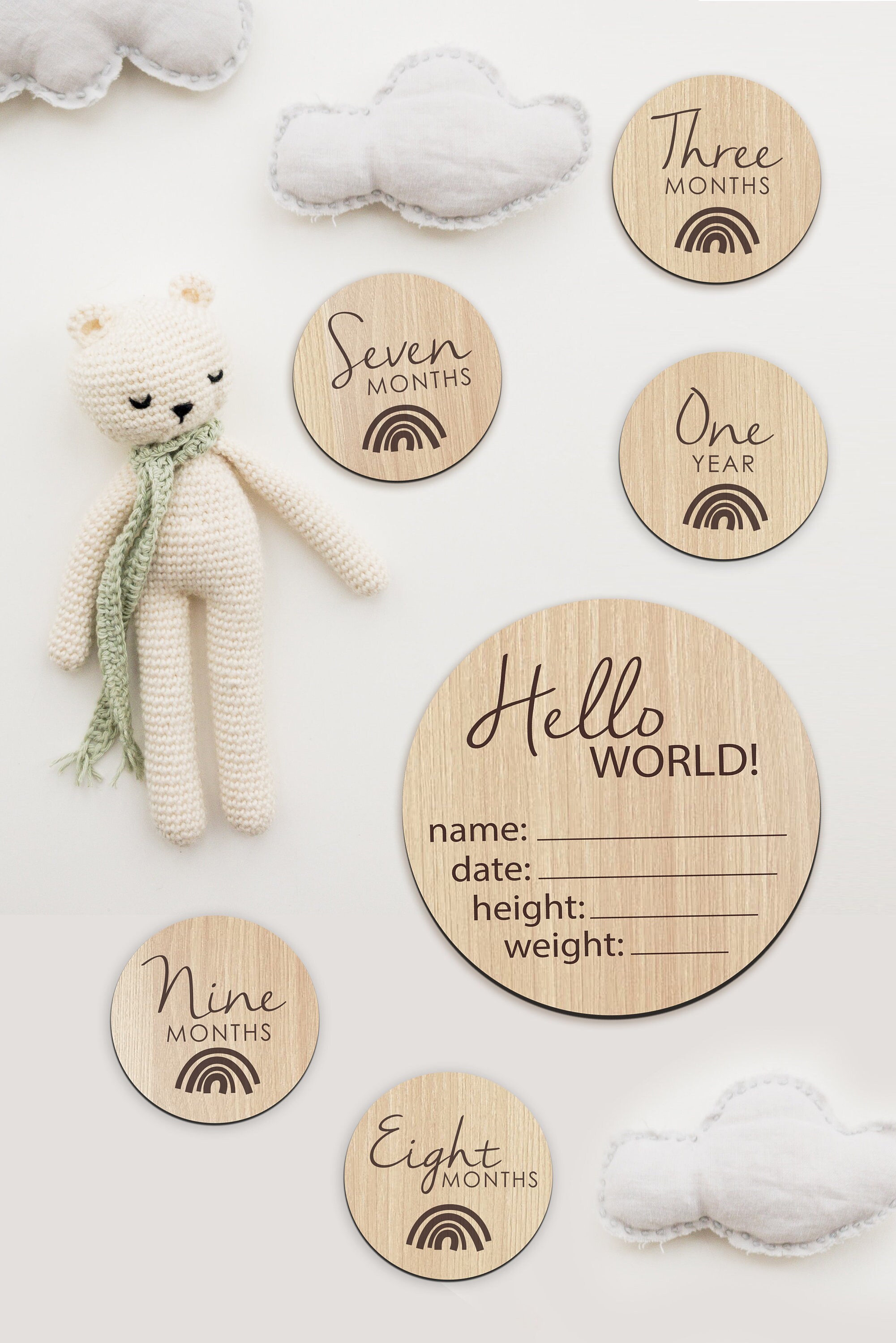 SVG FILE Hello World Baby Sign Baby Milestones Bundle | Etsy