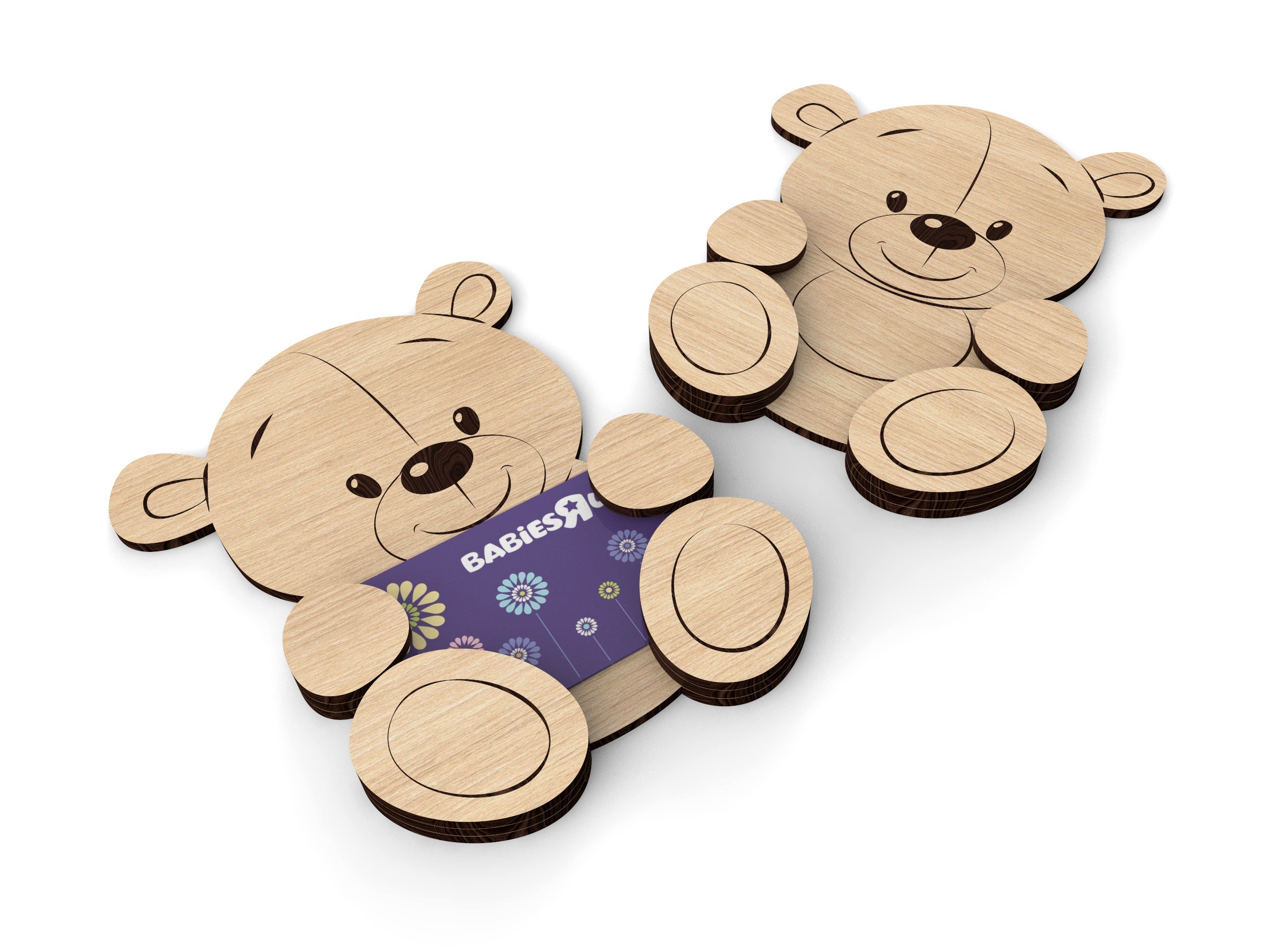 Teddy Bear Gift Card Holder SVG: Laser Cut Baby Shower Template - Etsy