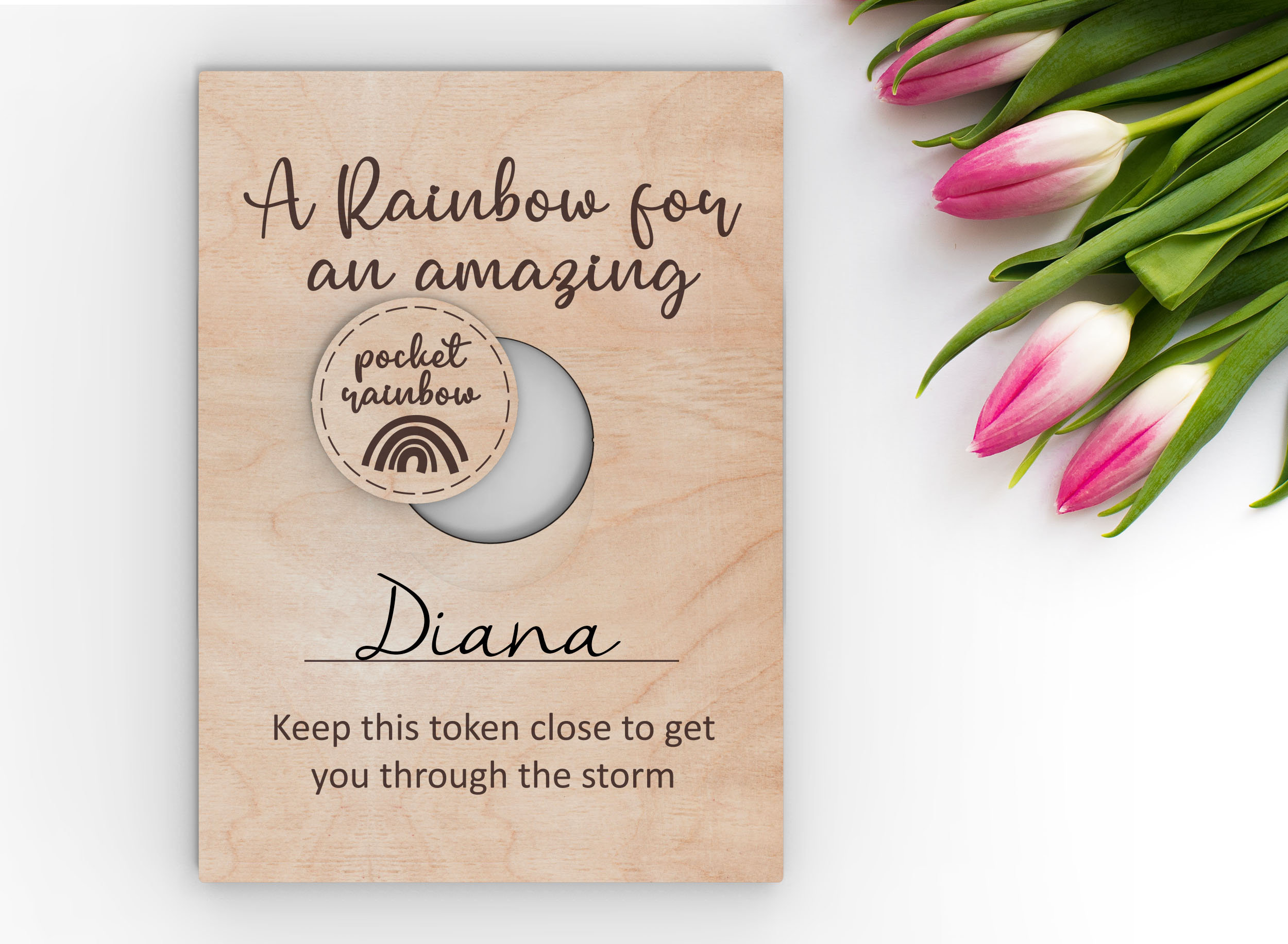 Pocket Rainbow Wooden Card With Token Svg Laser-ready Cut | Etsy