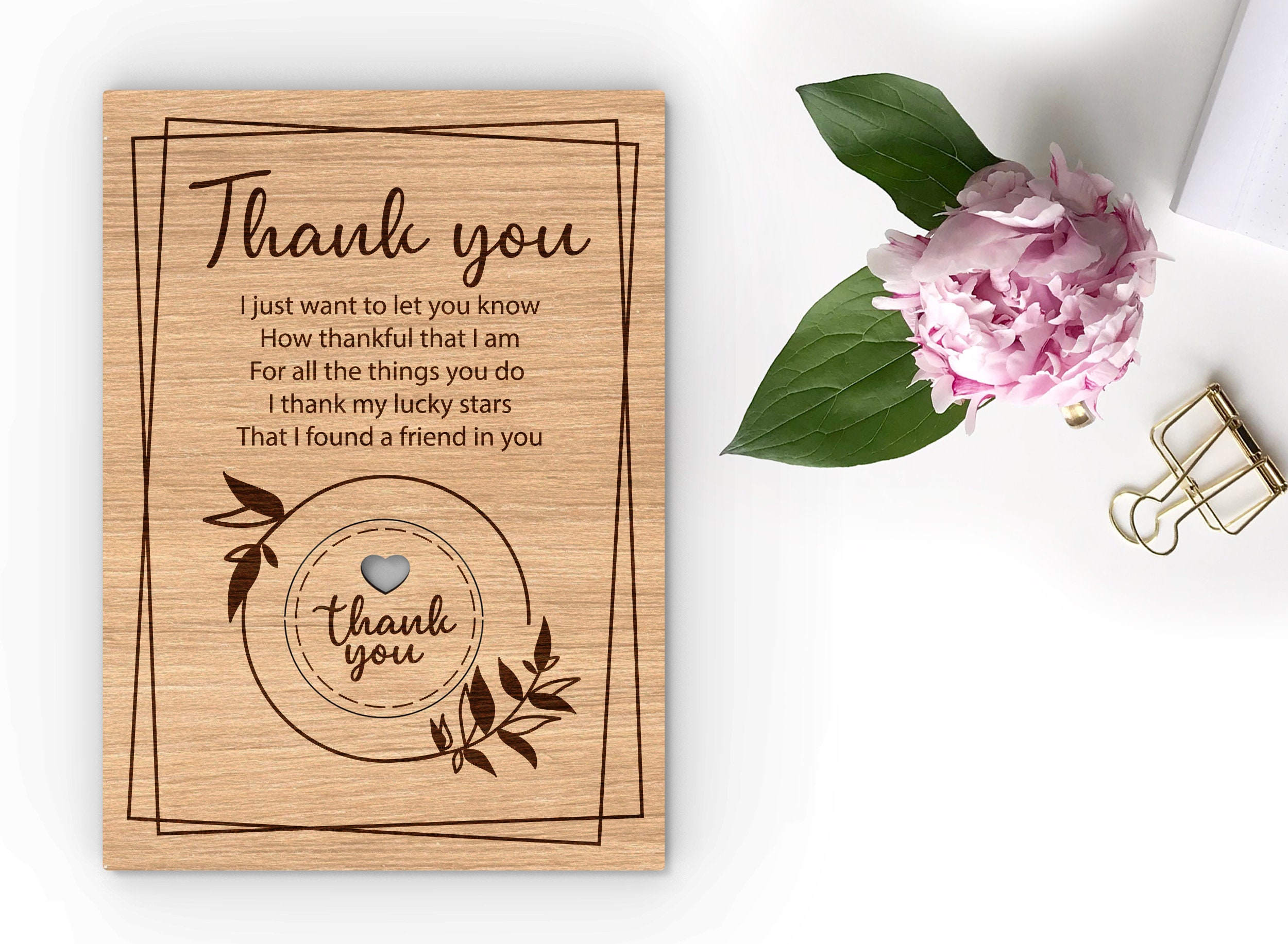 Wooden Thank You Card With Token- Svg Laser-ready Cut Files - Etsy