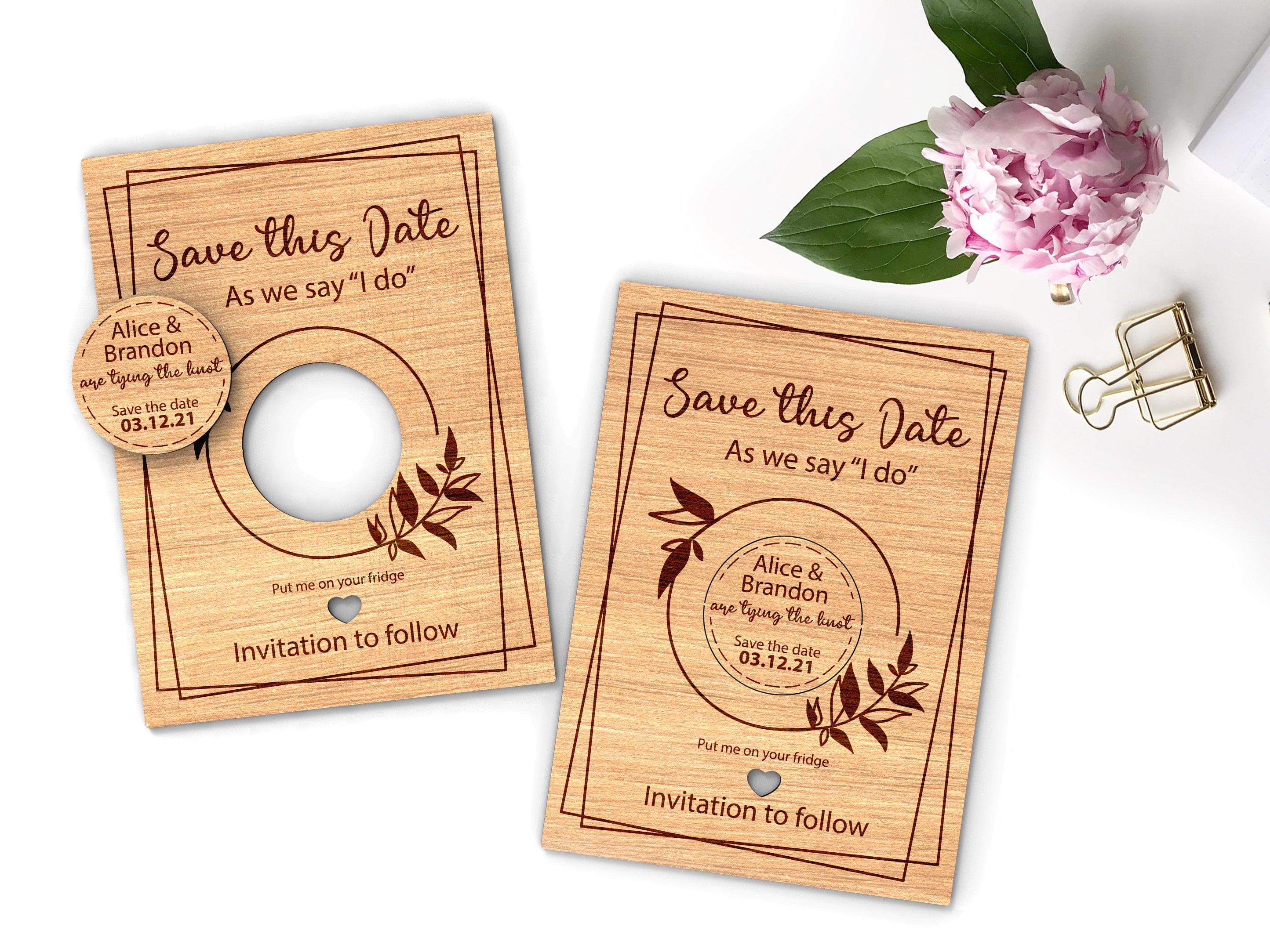 Personalized Save the Date Round Magnet With Card Wedding - Etsy