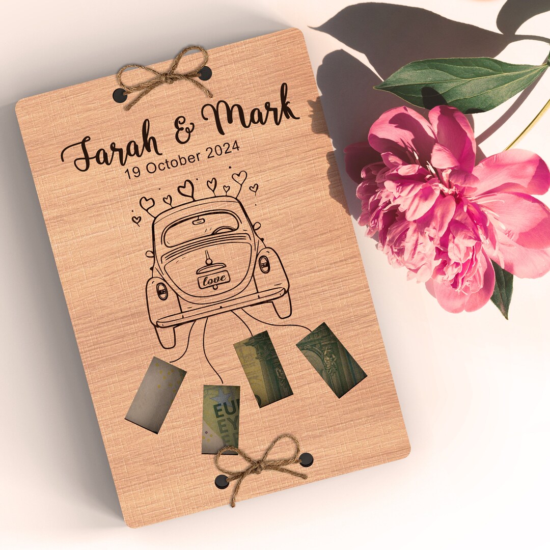 Personalized Wedding Money Gift Card: Wooden Cash Gift, Laser Cut Files ...