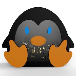 Personalized Penguin Money Box | Baby Penguin Bank - Laser Cutting File ...