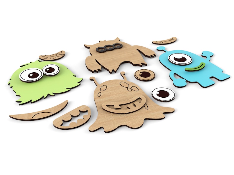 Monster Paint Kit SVG | Bundle of 6 | Glowforge Svg Coloring Bundle for ...