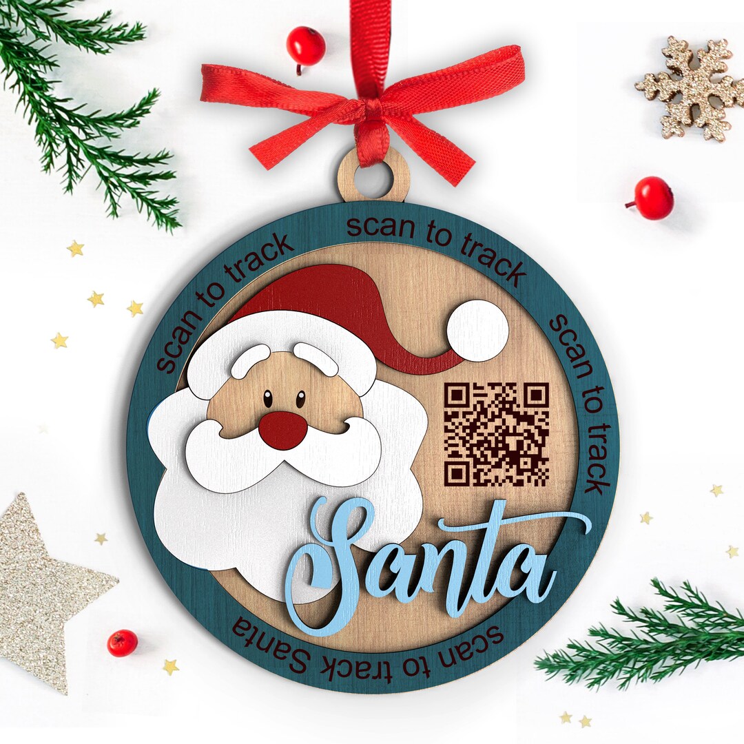 Digital File | Santa Tracker Christmas Ornament SVG File | Scan to ...