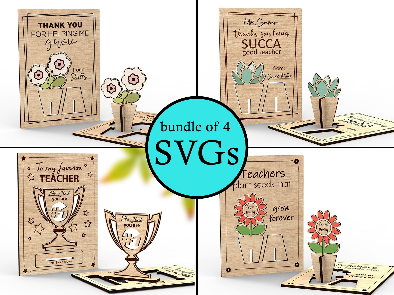 Teacher Appreciation Popup Cards Bundle Personalized - Etsy