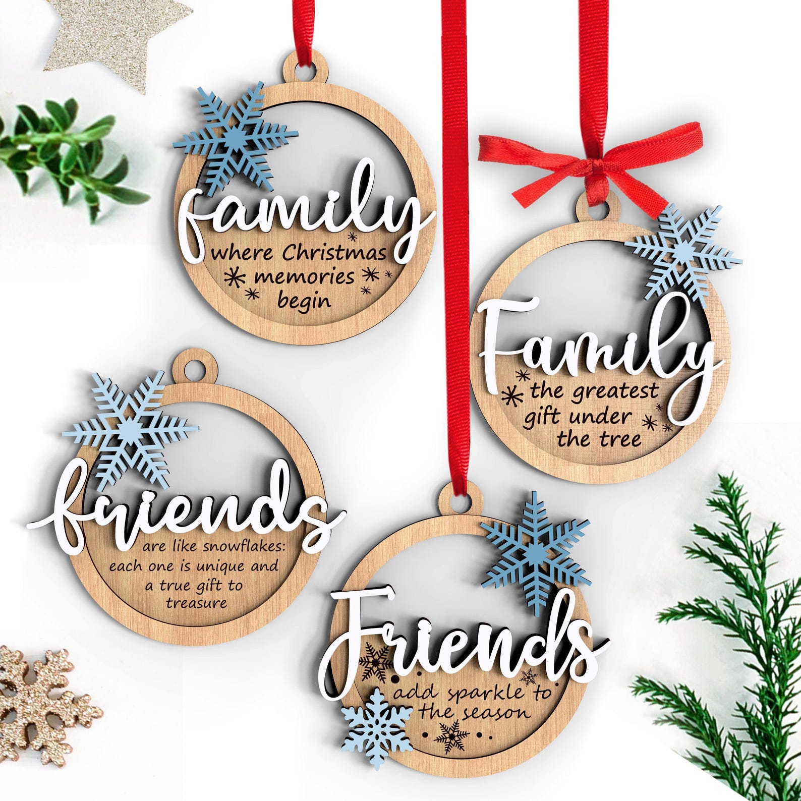 Friends & Family Christmas Ornaments Set | Tree Decor Bundle ...
