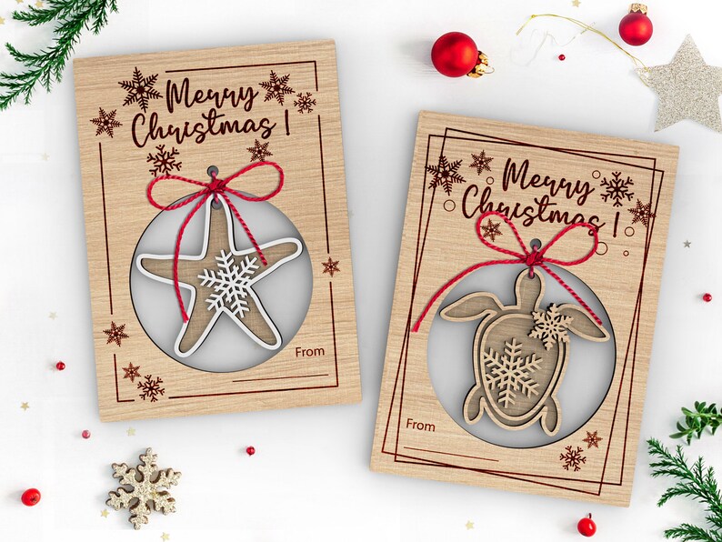 Personalized Christmas Cards Bundle With Tree Ornaments Set - Etsy