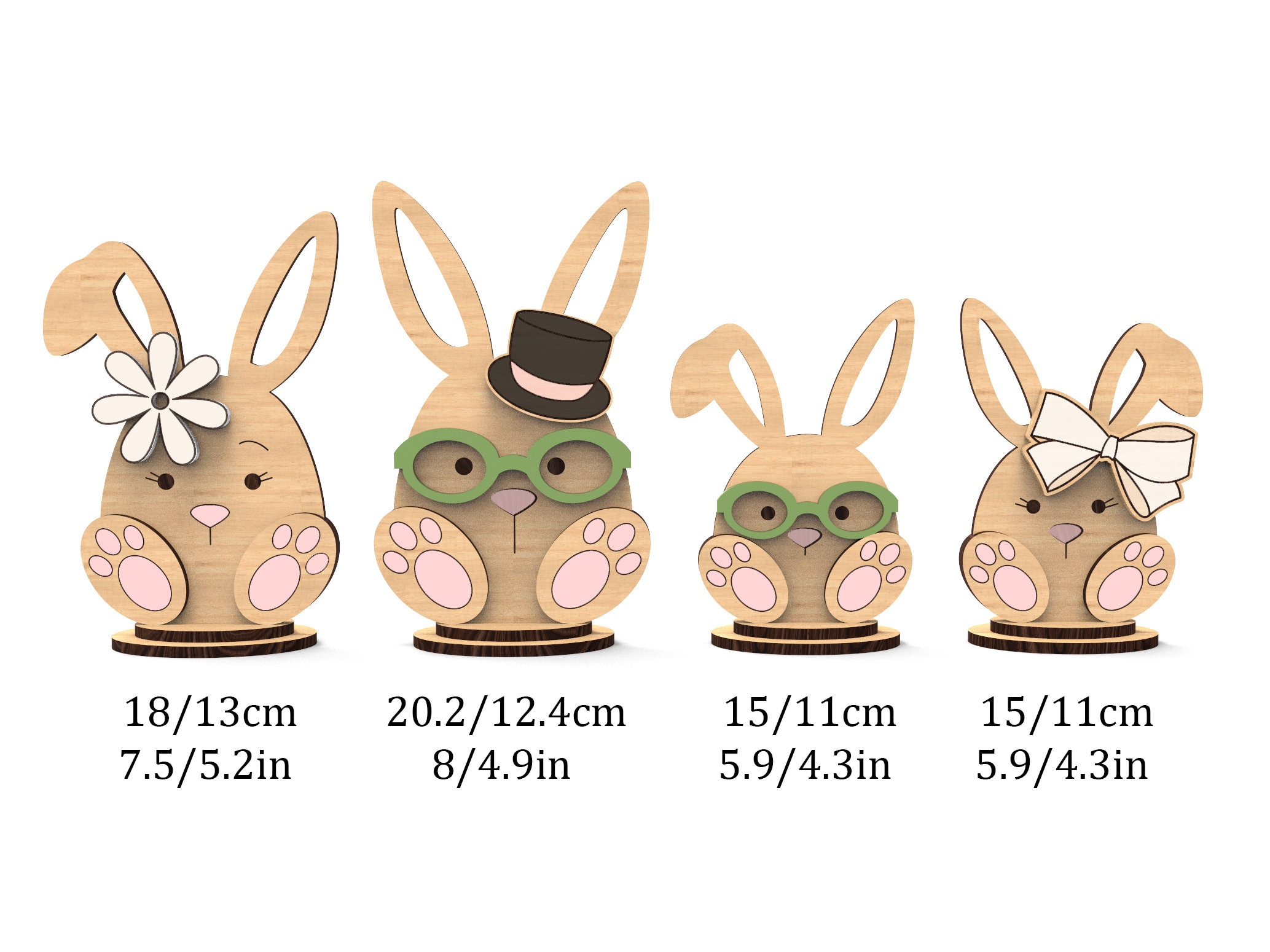 Easter Bunny Family Standing Bunny Decor Laser Cutting - Etsy