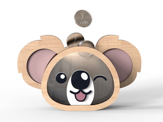 Adorable Little Koala Money Box Piggy Bank Laser Cutting | Etsy Australia