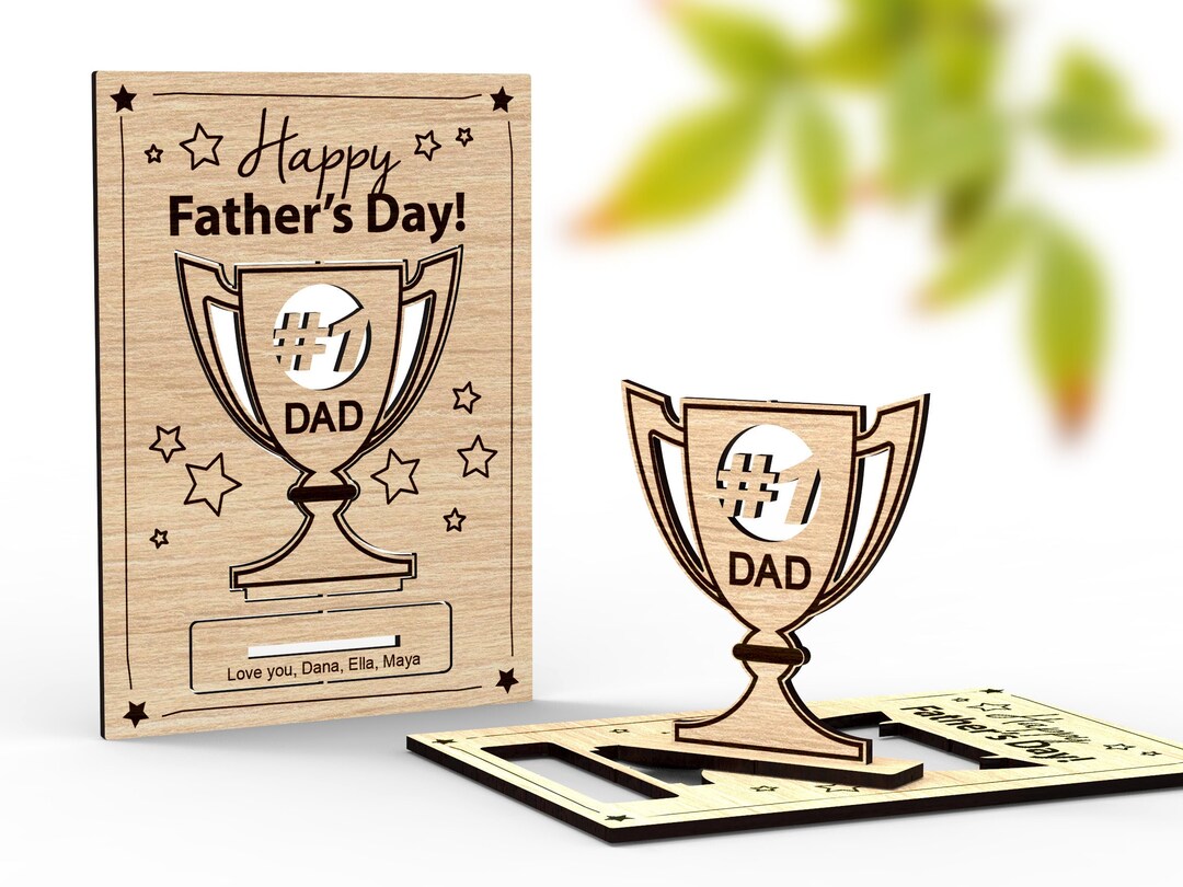 No1 Dad Trophy | Personalized Popup Card | Gift for Dad | Father's Day ...