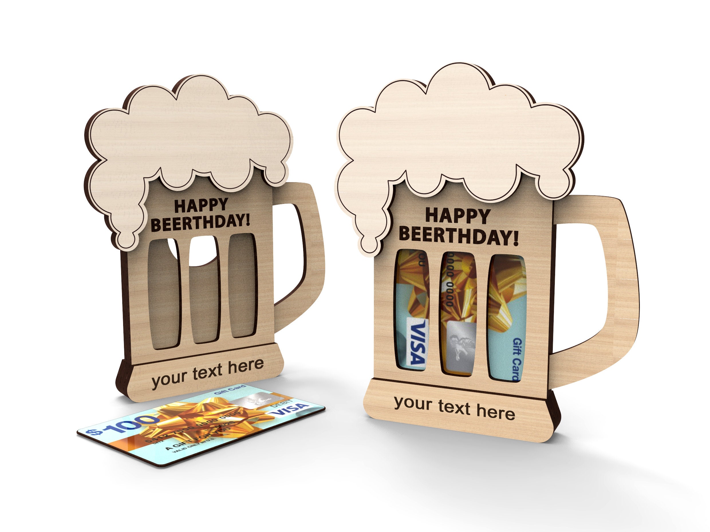 Personalized Beer Mug Gift Card Holder: Laser Cut File (SVG DXF PDF) - Etsy