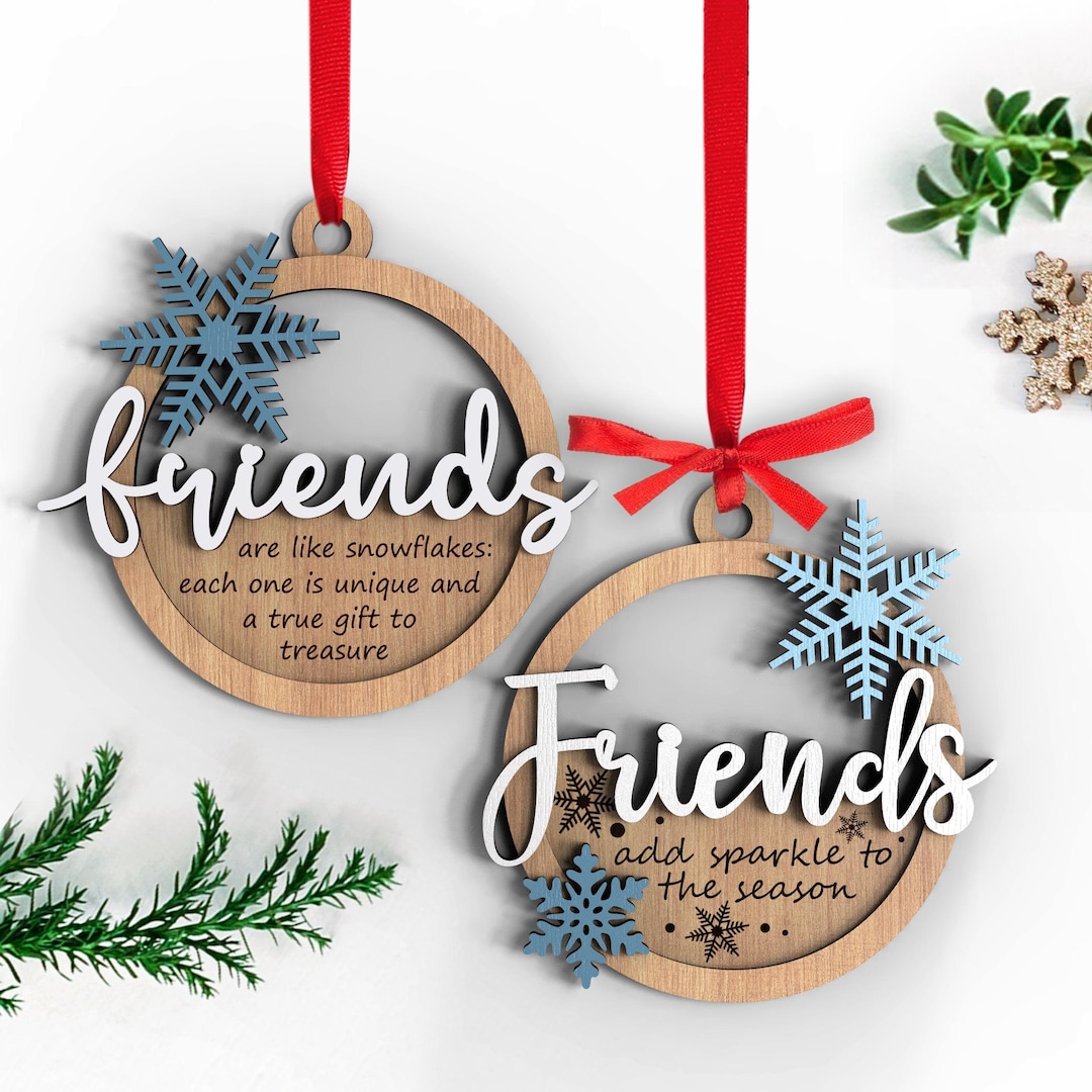 Friends Christmas Ornaments Set | Wooden Tree Decor | Glowforge, Svg ...