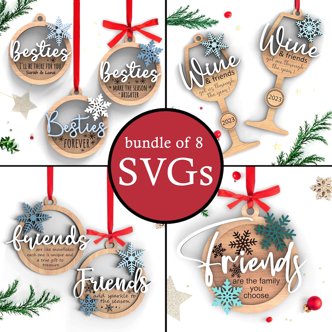 Friends Christmas Ornaments SVG Bundle: Laser Cut Files (digital ...
