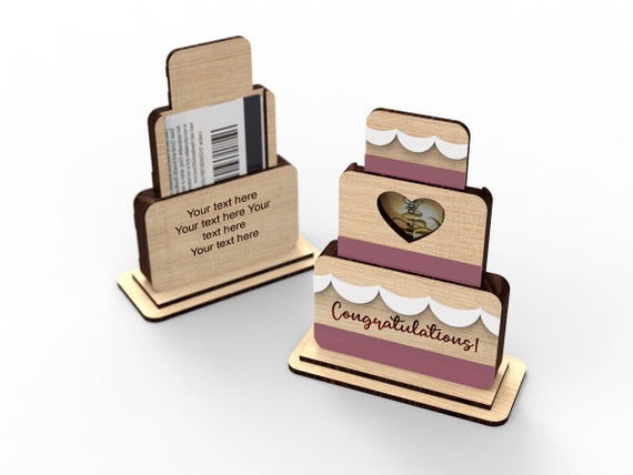 Personalized Wedding Cake Gift Card / Money Holder laser Cut - Etsy