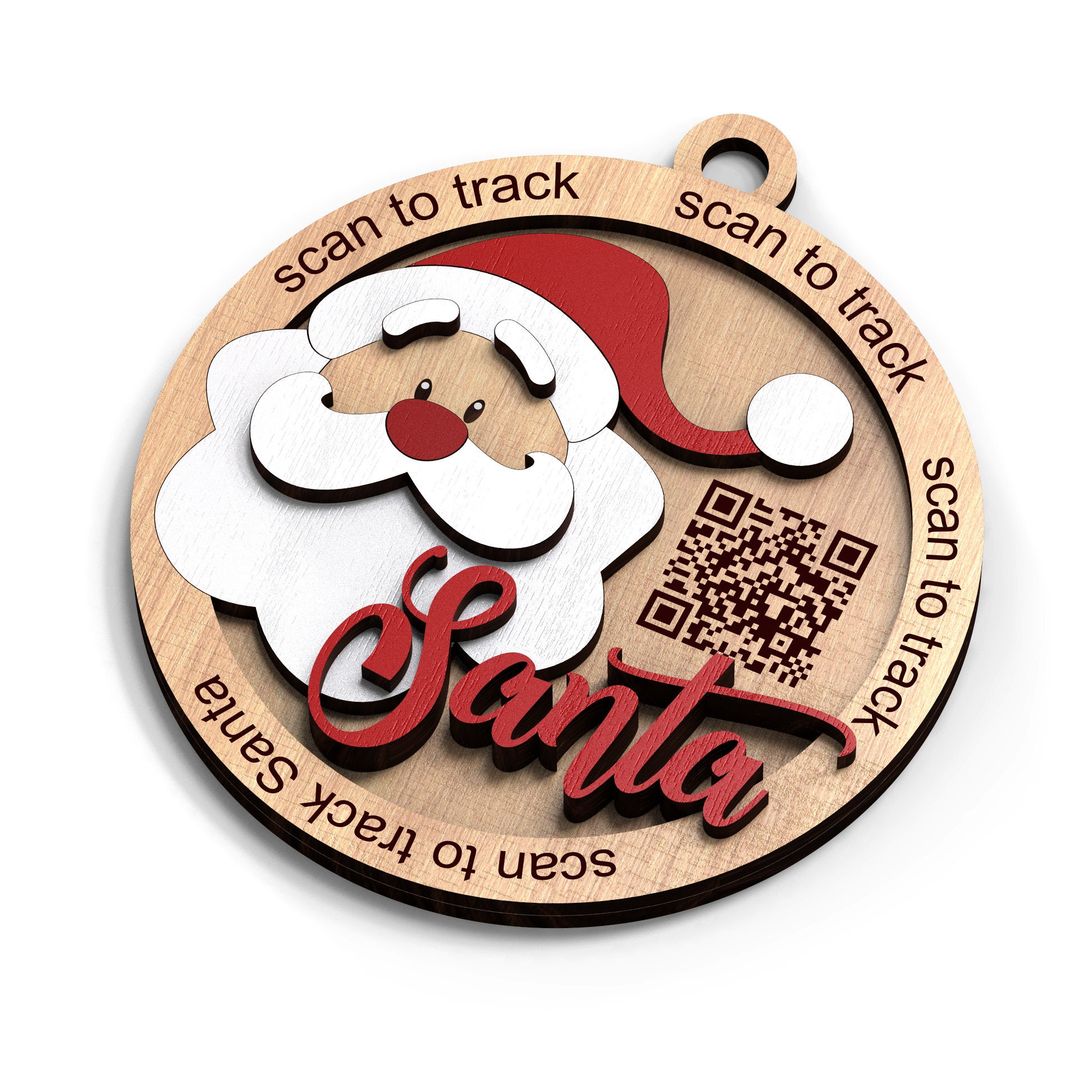 Digital File | Santa Tracker Christmas Ornament SVG File | Scan to ...