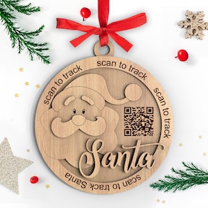 Digital File | Santa Tracker Christmas Ornament SVG File | Scan to ...