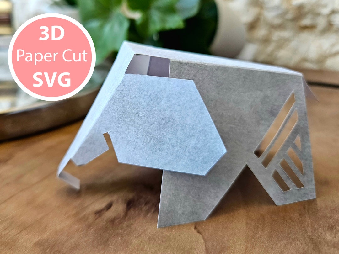 Easy 3D Elephant Papercraft | DIY Quick No Glue Template PDF and SVG ...