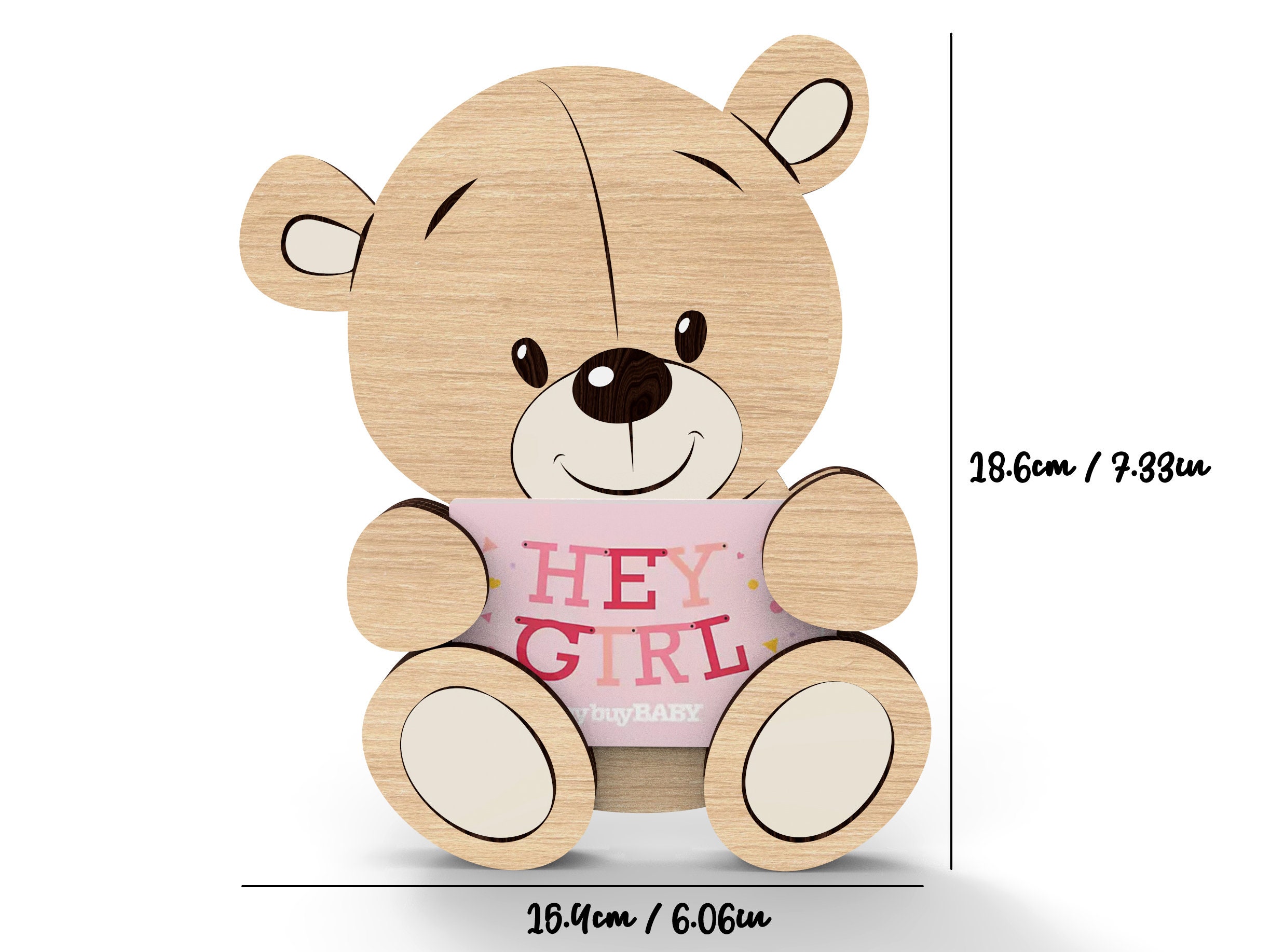 Teddy Bear Gift Card Holder SVG: Laser Cut Baby Shower Template - Etsy