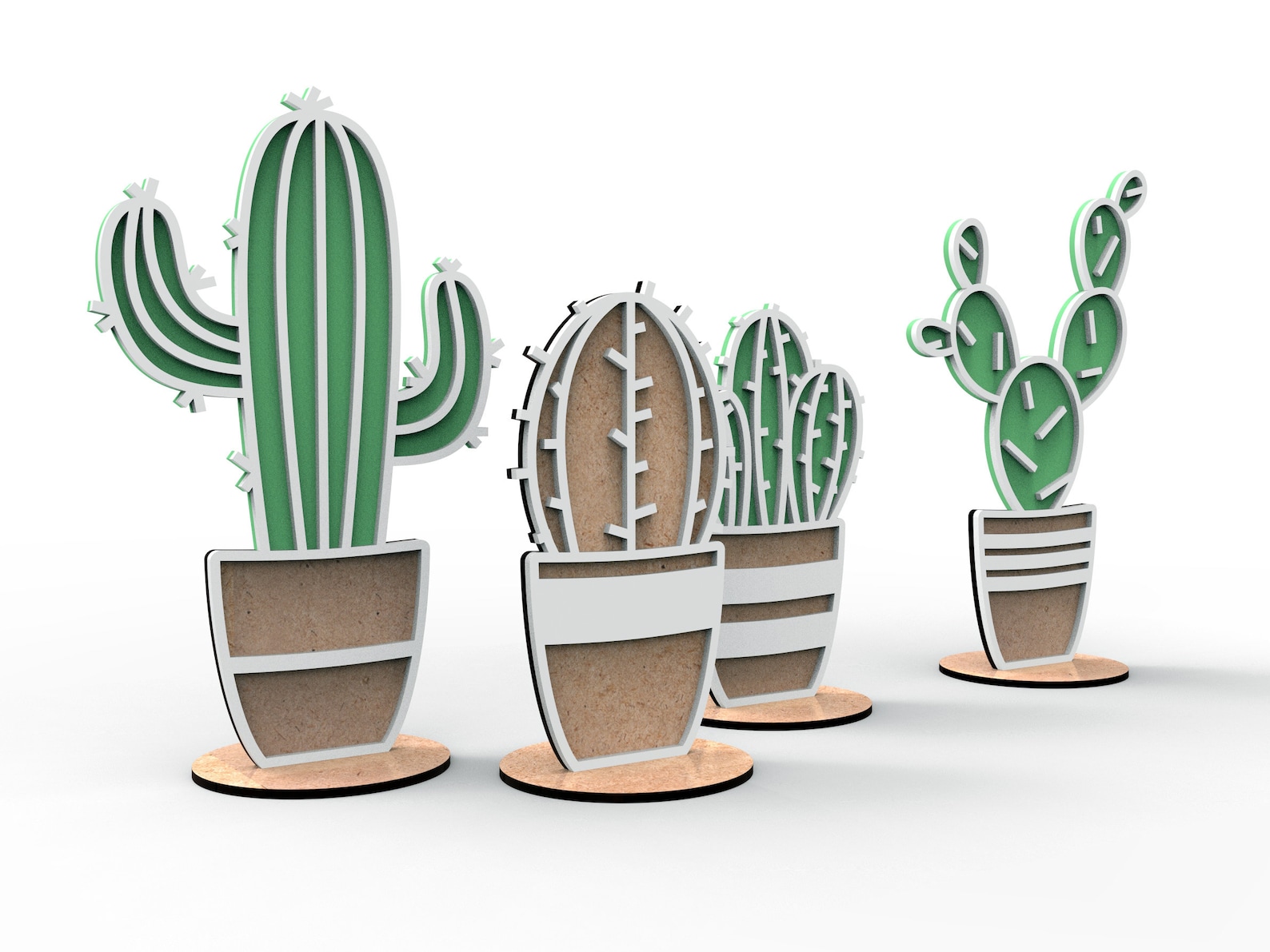Layered Cactus Laser Cut File: Plants Decor Bundle (SVG, DXF, PDF) - Etsy