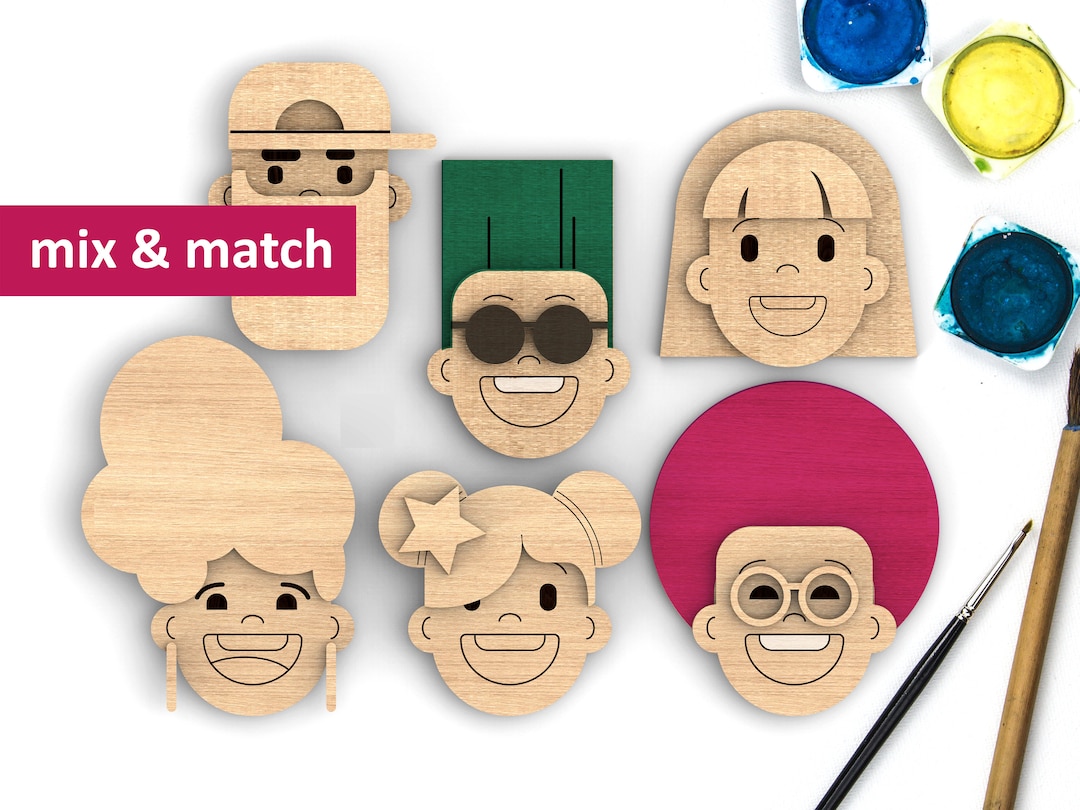 Mix & Match Painting Kit for Kids | Bundle of 6 | Glowforge SVG Gluing ...