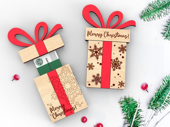 Personalized Holiday Gift Card Holder Cash Money Gift Merry Christmas SVG Laser File Etsy