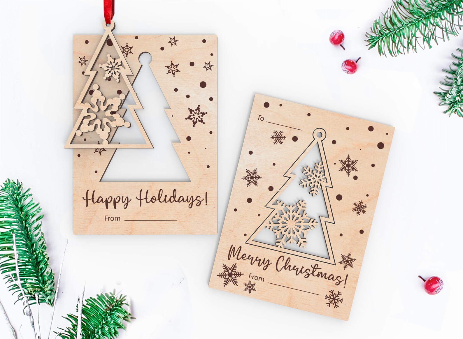 Personalized Christmas Tree Souvenir Card Set of Two Svg - Etsy