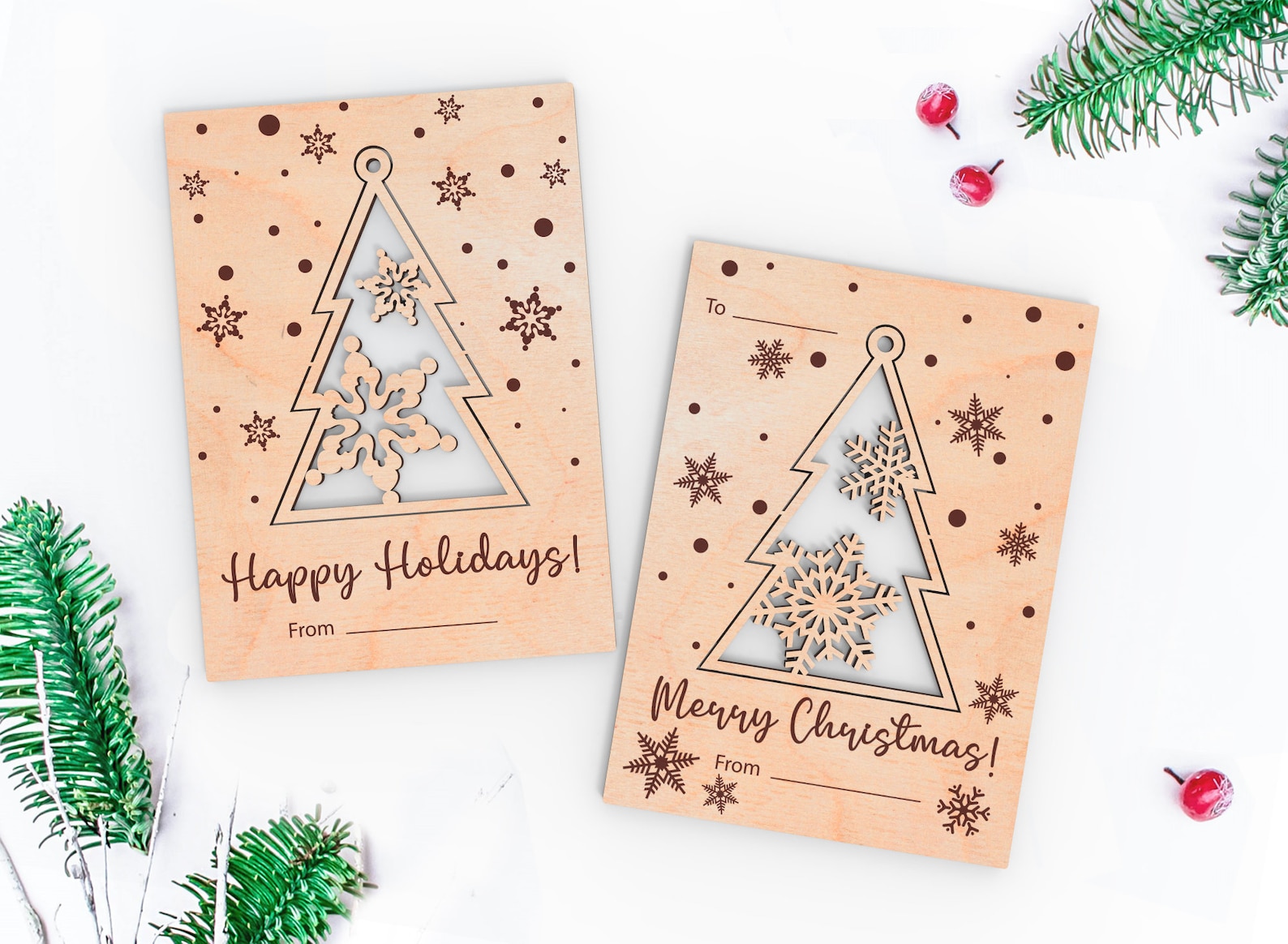 Personalized Christmas Cards Bundle With Tree Ornaments Set - Etsy