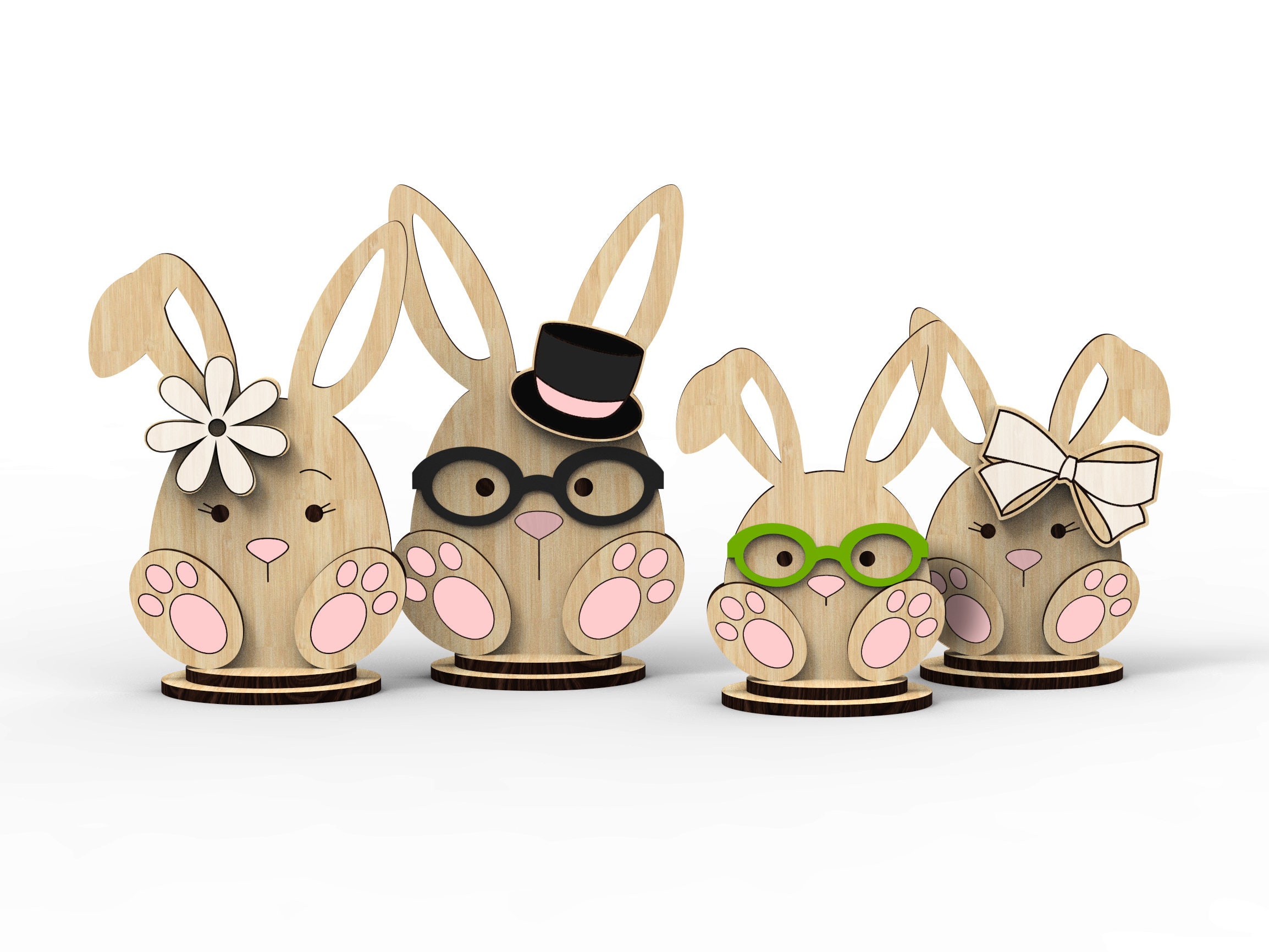 Easter Bunny Family Standing Bunny Decor Laser Cutting - Etsy