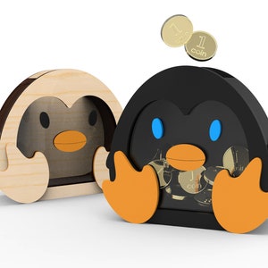 Personalized Penguin Money Box | Baby Penguin Bank - Laser Cutting File ...