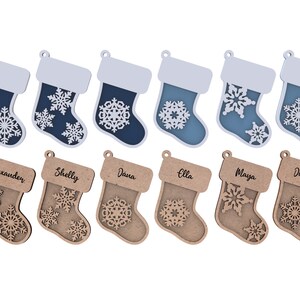 Christmas Snowflake Stocking Ornaments -set of 6 -can Be Personalized ...