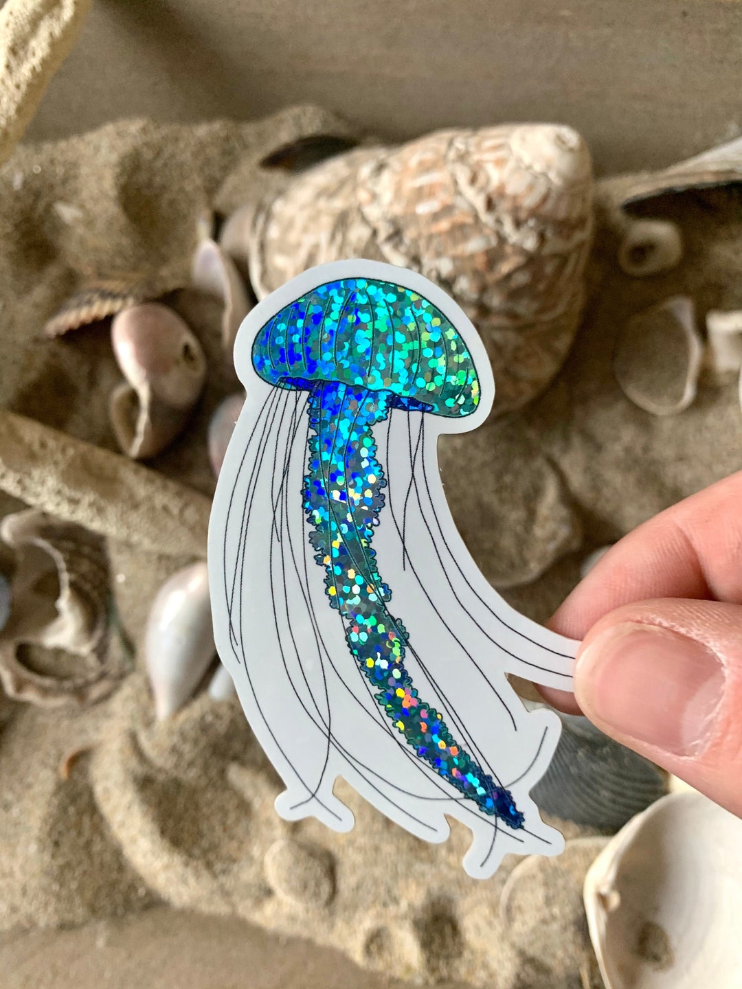 Jellyfish Glitter Sticker - Etsy