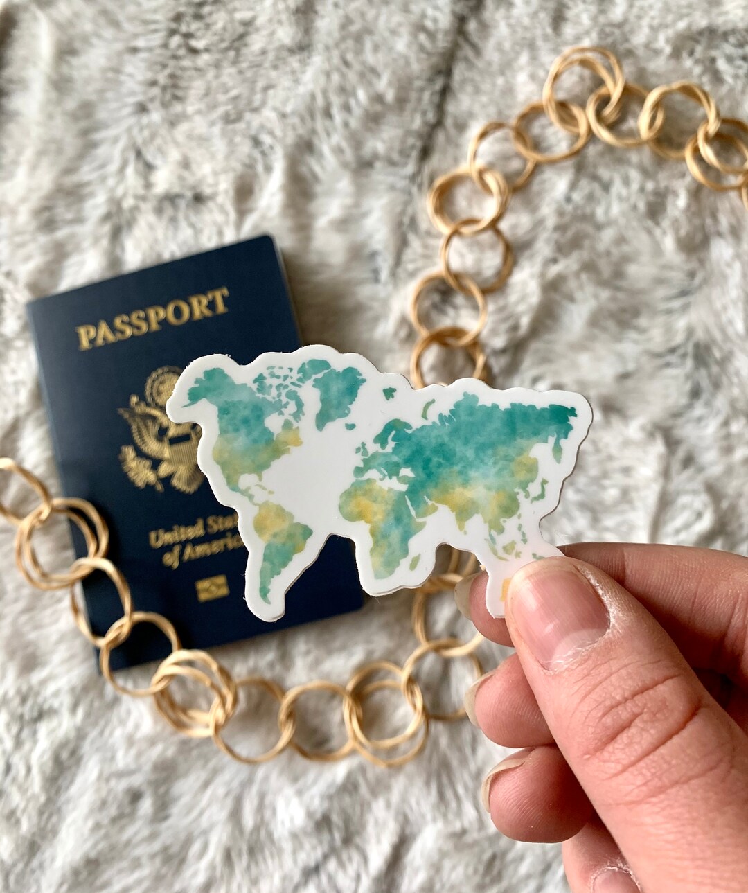 Watercolor World Map Sticker - Etsy