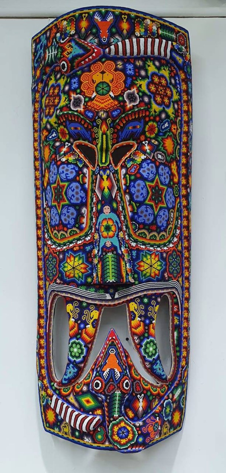 Giant Huichol Mask. Traditionally Made With Bees Wax and Glass - Etsy