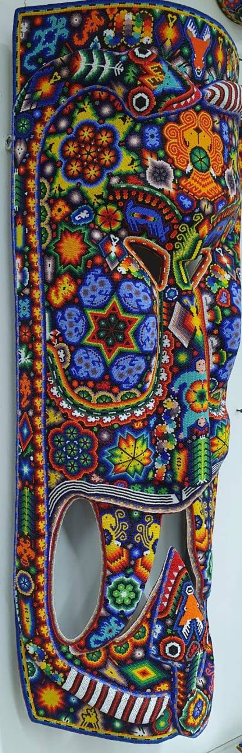 Giant Huichol Mask. Traditionally Made With Bees Wax and Glass - Etsy