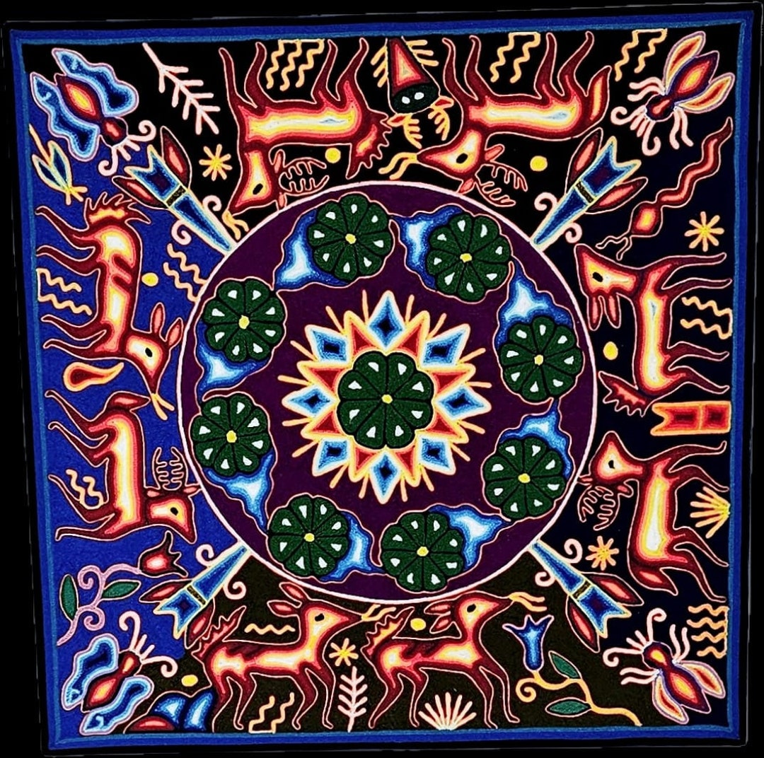Neirika Original Huichol Yarn Painting 24x24 Inches - Etsy