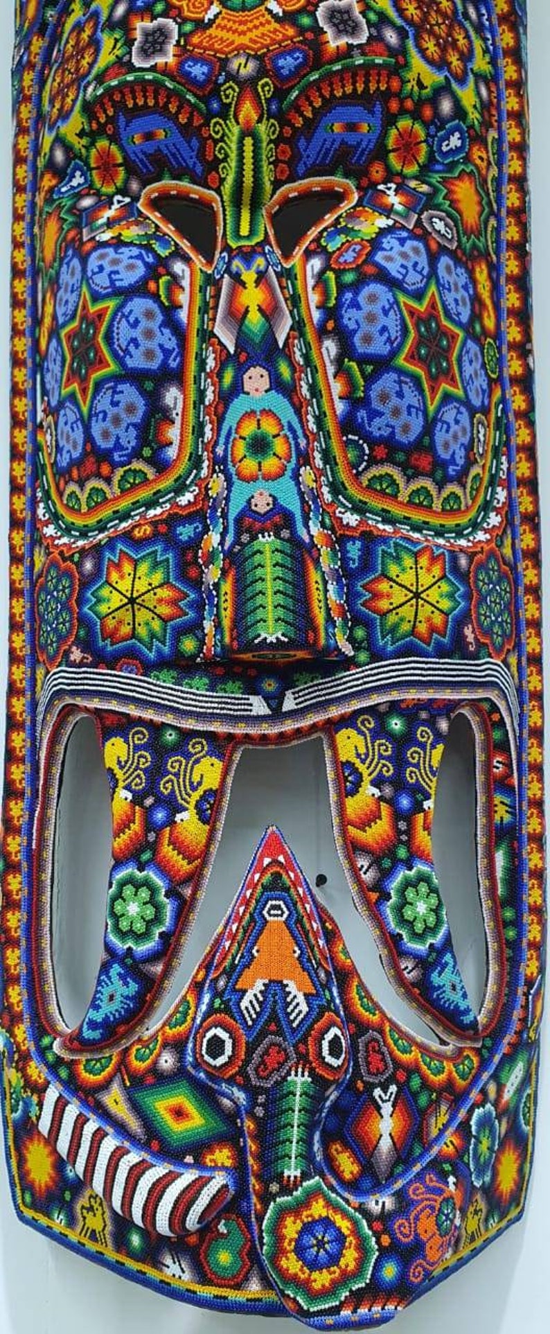 Giant Huichol Mask. Traditionally Made With Bees Wax and Glass - Etsy