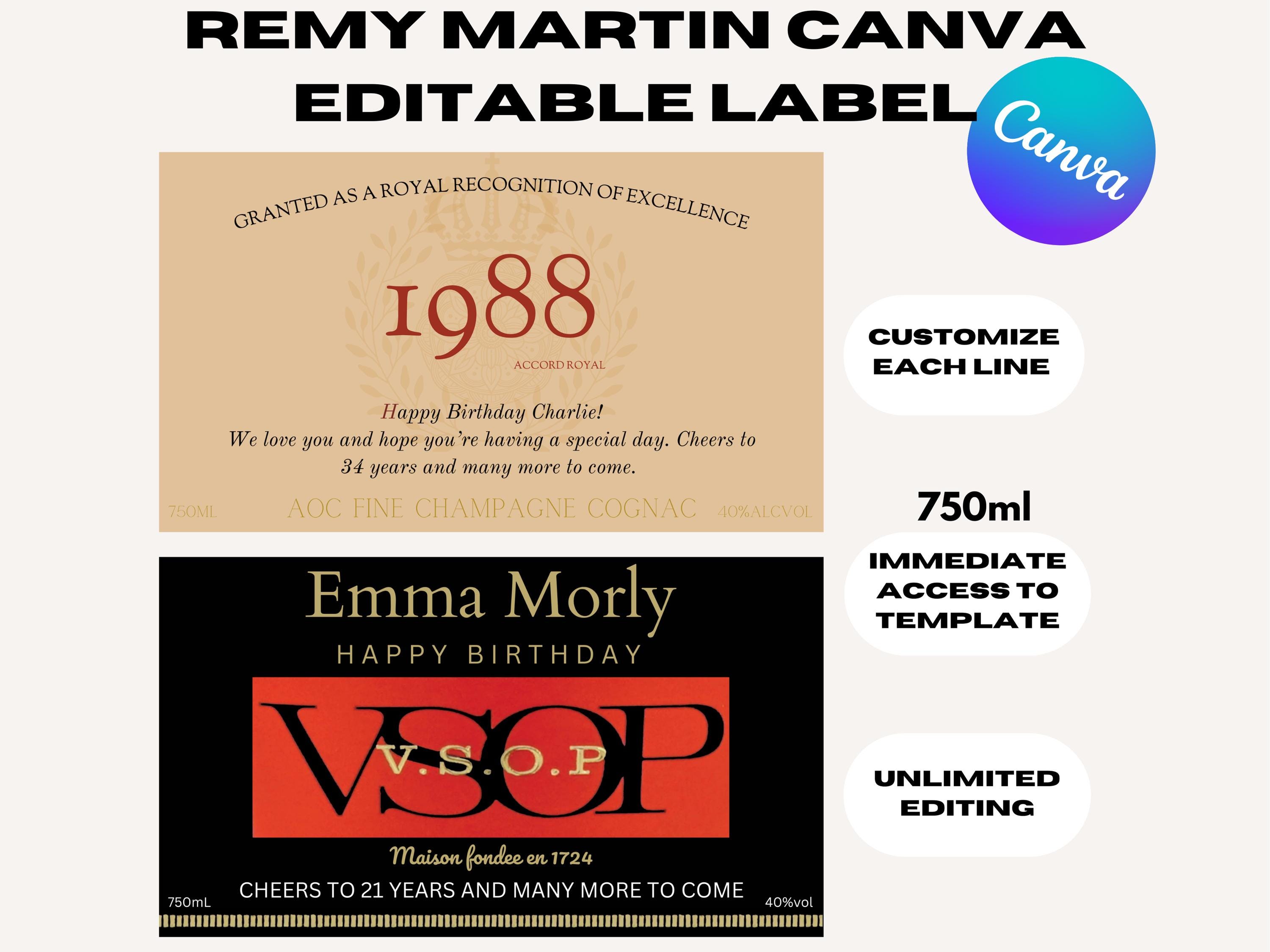 Custom Rémy Martin Label, Birthday, Wedding, Party (canva Template) - Etsy