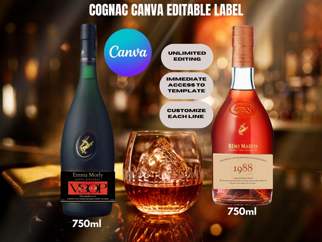 Custom Party Rémy Martin Label, 750ml Canva Template Personalize ...