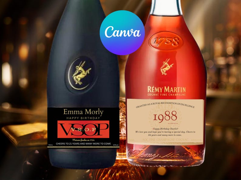 Canva Template Party Rémy Martin Label, 750ml, 50ml Custom Gift ...