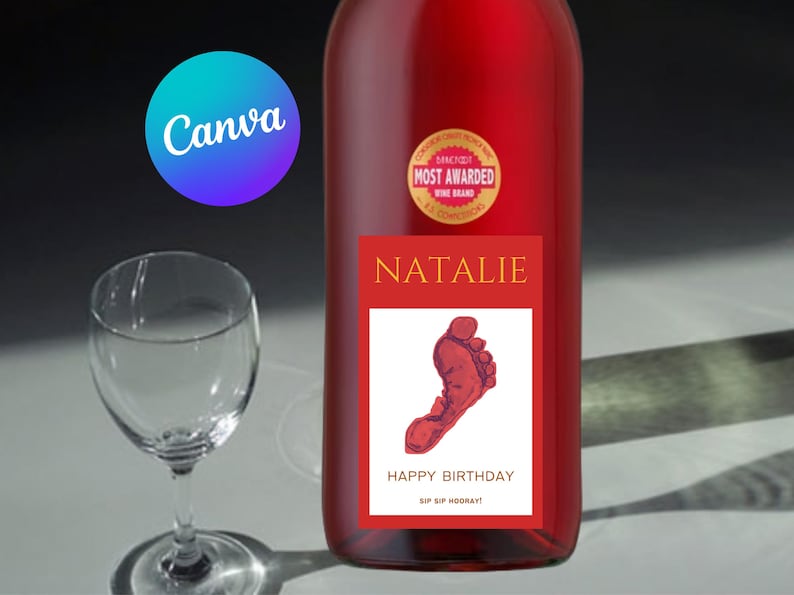 Canva Template Barefoot Wine Label, 750ml, 1.5L, Custom Personalize ...