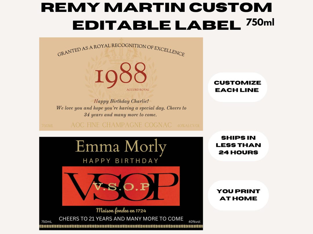 Custom Bachelorette Party Rémy Martin Label 750ml Printable Personalize ...