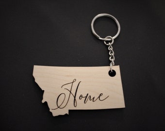 Montana Wooden Keychain MT State Keychain Wooden Montana - Etsy