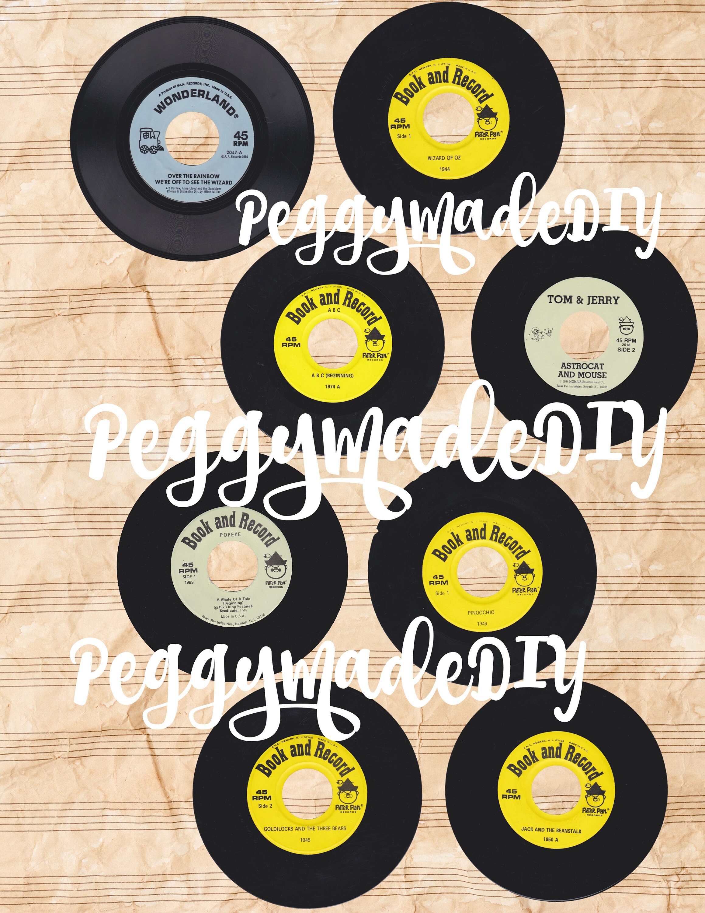 Vintage Children's Records Scans Digital Ephemera - Etsy